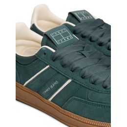Tommy Jeans Damen Plateausneaker "THE GREENWICH EDGE SUEDE", Gr. 42gr&uuml;n, wei&szlig;, Lederimitat, Textil, Veloursleder, kontrastfarbene Details, Schuhe,