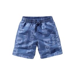 Bench. Kinder Badeshorts, blau, Gr. 122, unifarben, Microfaser, Polyester, Badehosen, mit allover Logodruck