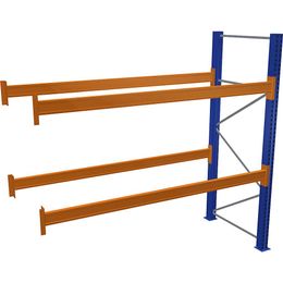 Schulte Palettenregal, blau/orange, HxBxT 2500 x 2700 x 1100 mm, Fachlast 3072 kg, Anbauregal