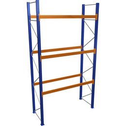 Schulte Palettenregal, blau/orange, HxBxT 5000 x 2700 x 1100 mm, Fachlast 3072 kg, Grundregal