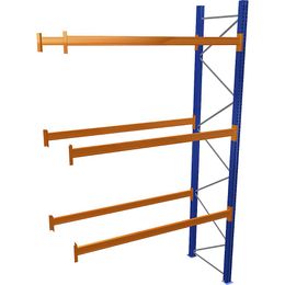 Schulte Palettenregal, blau/orange, HxBxT 4500 x 2700 x 1100 mm, Fachlast 2463 kg, Anbauregal