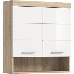 H&auml;ngeschrank Welltime "SIENA, Breite 74cm, 2 T&uuml;ren, 1 offenes F&auml;cher, MDF-Front", wei&szlig; (eiche sonoma hell nb, wei&szlig; hochglanz mdf tz), B:74cm H:79cm T:24cm, FSC-zertifizierter Holzwerkstoff, Schr&auml;nke, H&auml;ngeschrank, in verschiedenen Farben erh&auml;ltlich, Badm&ouml;bel, Badschrank, Schrank, Bad