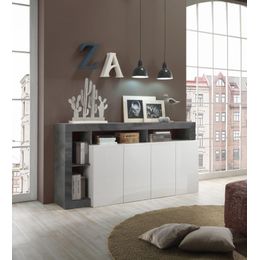 Sideboard Home Affaire "Hamburg", grau (wei&szlig;, ossido), B:184cm H:93cm T:42cm, Sideboards, Sideboard, Breite 184 cm