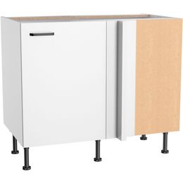 Unterschrank KOCHSTATION "KS-Paula", wei&szlig; matt, wei&szlig;, B:100cm H:87cm T:58,4cm, Schr&auml;nke, Unterschrank, 100 x 60 cm breit, 87 cm hoch, mit 1 T&uuml;r, 1 Einlegeboden