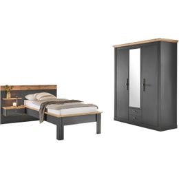 Schlafzimmer-Set OTTO HOME "Westminster", grau, B/H: 90cm x 200cm, Schlafzimmerm&ouml;bel-Sets, beinhaltet 1 Bett, Kleiderschrank 3-t&uuml;rig und 1 Wandpaneel