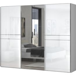 Schwebet&uuml;renschrank OTTO HOME "Piano, mit Einlegeb&ouml;den, Kleiderstangen, Spiegel, T&uuml;ren soft-close", wei&szlig; (wei&szlig; hochglanz), B:272cm H:224cm T:61cm, Holzwerkstoff, Schr&auml;nke, Schwebet&uuml;renschrank, mit Spiegelt&uuml;r, FSC-zertifizierter Holzwerkstoff