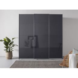 Schwebet&uuml;renschrank Rauch "Kleiderschrank Schrank Garderobe TOPSELLER OTELI inkl. Inneneinteilung", grau (graumetallic, hochglanz effektgrau), B:203cm H:210cm T:62cm, Holzwerkstoff, Schr&auml;nke, Schwebet&uuml;renschrank, mit 3 Innenschubladen sowie zus&auml;tzlichen Einlegeb&ouml;den MADE IN GERMANY