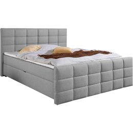Boxbett Home Affaire, grau, B:207cm L:220cm, Komplettbetten, Boxbett mit Bettkasten und Fu&szlig;teil, inkl. Topper