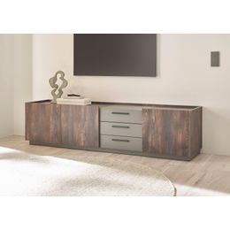 Lowboard Home Affaire "LARGO", braun (thermo oak dekor), B:200cm H:50cm T:45cm, Sideboards, Lowboard, mit Soft-Close-Funktion, Breite ca. 200 cm