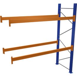 Schulte Palettenregal, blau/orange, HxBxT 3000 x 2700 x 1100 mm, Fachlast 2463 kg, Anbauregal