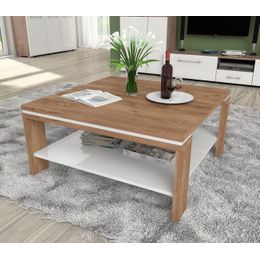 Couchtisch OTTO HOME "Stela", wei&szlig; (tobaco oak, crystal wei&szlig; hochglanz, tobaco oak holz dekor), B:90cm H:44,6cm T:88cm, Tische, Couchtisch, mit Ablageboden UV-lackiert wei&szlig; Hochglanz
