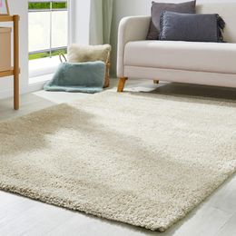 Hochflor-Teppich OTTO HOME "Canberra", beige, B:60cm H:40mm L:110cm, Polypropylen (PP), Teppiche, Uni Farben, weich & kuschelig, Wohnzimmer, Schlafzimmer