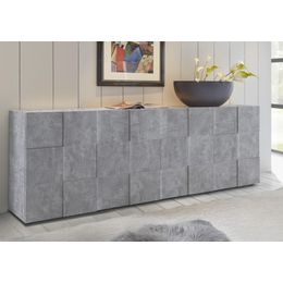 Sideboard Home Affaire "Dama Breite 241, Kommode 4 T&uuml;ren, Anrichte", grau (beton, optik), B:241cm H:84cm T:42cm, Sideboards, Sideboard, Front in 3D-Optik, viel Stauraum, verschiedene Farben