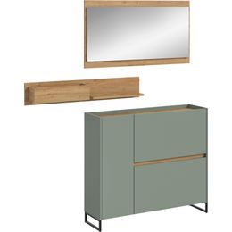 Garderoben-Set Home Affaire "EVRID, 3-teilig, Breite 140 cm, individuell stellbar & erweiterbar", salbei nb, artisan oak nb, B:140cm H:197cm T:32cm, Spanplatte, Kastenm&ouml;bel-Sets, Garderobenkombination, Garderobe, Wandgarderobe, Flur, Diele