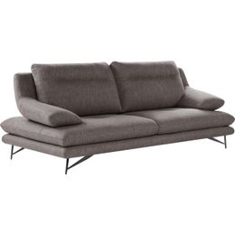 3-Sitzer Calia italia "Cezanne modern, elegant und bequem, aufwendige Detailverarbeitung", grau (34 tortora), B:215cm H:90cm T:109cm, Sofas, wahlweise mit Sitztiefenverstellung
