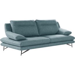 3-Sitzer Calia italia "Cezanne modern, elegant und bequem, aufwendige Detailverarbeitung", blau (27 azzurro), B:215cm H:90cm T:109cm, Sofas, wahlweise mit Sitztiefenverstellung