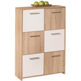 Kommode Inter Link "Egadi", sonoma eiche nachbildung, wei&szlig;, B:77cm H:115cm T:30cm, Spanplatte, Sideboards, Kommode, BxTxH: ca. 77 x 30 x 115 cm