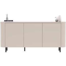 Sideboard OTTO HOME "Lido, 181 cm breit, 3 T&uuml;ren, Anrichte, Kommode, Stauraumschrank", cashmere, B:181cm H:83cm T:43cm, FSC-zertifizierter Holzwerkstoff, Sideboards, Sideboard, Formgebogenes MDF, Stirnseiten mit Rundung, Push-to-open, Metallf&uuml;&szlig;e