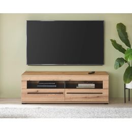 Lowboard Home Affaire "modernes TV-Unterteil, Kommode in Eiche Evoke oder wei&szlig;", braun (eiche evoke), B:140cm H:47cm T:42cm, FSC-zertifizierter Holzwerkstoff, Sideboards, Lowboard, schwarze Stangengriffe, ausreichend Stauraum, vielseitig einsetzbar