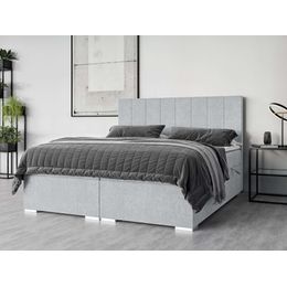 Bett Home Affaire "Ginoro mit Matratze und Topper, in 3 Breiten (140, 160 und 180 cm)", silber, B:162cm H:119cm L:209cm, 100% Polyester, Betten, Bett, Boxspringbett mit Kopfteil, Bettkasten, Matratze (BFK/TFK) und Topper