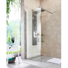 Walk-in-Dusche Welltime "Tropea light", chromfarben, B:90cm H:190cm, Duschw&auml;nde, Inklusive verstellbarem Wandarm