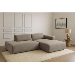 Ecksofa Home Affaire "Noord mit Kedernaht, Breite 227 cm, L-Form", braun, B:227cm H:71cm T:161cm, 100% Polyester, Sofas, Ecksofa, Cord, Struktur, Webstoff, mit Wellenunterfederung, Massivholzrahmen