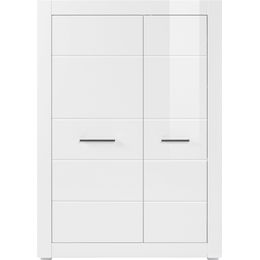 Mehrzweckschrank Home Affaire "BIANCO", wei&szlig; (wei&szlig; matt, wei&szlig; mdf hochglanz), B:100cm H:142cm T:35cm, FSC-zertifizierter Holzwerkstoff, Schr&auml;nke, Mehrzweckschrank, H&ouml;he 142 cm