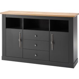 Sideboard OTTO HOME "Westminster BESTSELLER", grau (dunkelgrau, wotan eiche), B:150cm H:96cm T:41cm, Sideboards, Sideboard, im romantischen Landhausstil