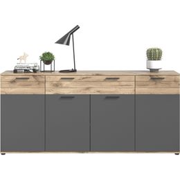 Sideboard Home Affaire "Riga", braun (nox oak nb, basalt grau nb), B:200cm H:91cm T:40cm, FSC-zertifizierter Holzwerkstoff, Sideboards, Sideboard, Breoite 200 cm
