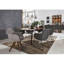 Esszimmerstuhl Musterring "Tavia", grau (taupe, wild, nussbau), B:62cm H:86cm T:66cm, St&uuml;hle, Esszimmerstuhl, Stativgestell Wildnussbaum, Drehfunktion optional, diverse Farben