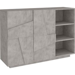 Kommode Home Affaire "Ping", grau (beton), B:121cm H:86cm T:38cm, Holzwerkstoff, Sideboards, Kommode