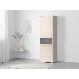 Vitrine OTTO HOME "Piano", beige (beige hochglanz), B:60cm H:193cm T:40,2cm, Spanplatte, Schr&auml;nke, Vitrine, UV lackiert, Soft-Close Funktion