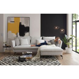 Ecksofa OTTO HOME "LIVORNO,258 cm, L-Form", beige (graubeige), B:258cm H:91cm, 100% Polyester;PU-Schaum und Nosag-Federung.;Federung Ottoman : 12 x Feder Type B 1650mm;Ferderung 2 Sitzer: 10 x Feder Type B 650 mm;Sitz und Funktion: Schaum T30/40 8 cm., Sofas, Ecksofa, Schlaffunktion u. Bettkasten (139/224cm), Samt, Struktur, Webstoff