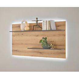 Wandregal Home Affaire "City/Giron, modernes Wandboard, Wandhalter mit Ablagefl&auml;che", schwarz (eiche evoke), B:150cm H:80cm T:22cm, FSC-zertifizierter Holzwerkstoff, Regale, Wandregal, vielseitig einsetzbares H&auml;ngeregal