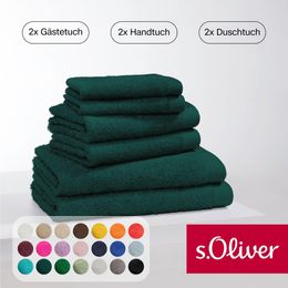 Handtuch Set s.Oliver "s.Oliver, Premium Qualit&auml;t, 600 gr/m&sup2;", gr&uuml;n (flaschengr&uuml;n), 6 Stk., Walkfrottier, Walkfrottier, Obermaterial: 100% Baumwolle, Handtuch-Sets, 2 G&auml;stet&uuml;cher 30x50, 2 Handt&uuml;cher 50x100, 2 Duscht&uuml;cher 70x140