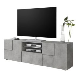 Lowboard Home Affaire "Dama Breite 181 cm, TV-Board 2 T&uuml;ren, 1 Schubkasten, TV-Schrank", grau (beton, optik), Sideboards, Lowboard, Front in 3D-Optik, viel Stauraum, verschiedene Farben
