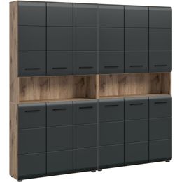 Badezimmer-Set Welltime, nox oak nb, sschwarz matt, B:180cm H:185cm T:30cm, MDF, Spanplatte, Kastenm&ouml;bel-Sets, Florenz, Badkombination 2-tlg. Artisan Oak NB, Mehrzweckschr&auml;nke