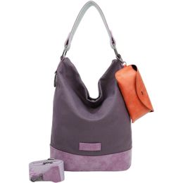 Schultertasche Fritzi aus Preussen "Izzy07 Olga", Damen, Gr. B/H/T: 17cm x 37cm x 27cm, lila, Baumwolle, mehrfarbig, Taschen Schultertasche, aus veganen und recycelten Materialien