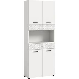 Hochschrank Welltime "VICENZA, TOPSELLER, H&ouml;he 187cm, mit Schubkasten & Ornamentabsetzung", wei&szlig;, B:70cm H:187cm T:34cm, FSC-zertifizierter Holzwerkstoff, MDF, Schr&auml;nke, Hochschrank, Mehrzweckschrank, Universalschrank, Badschrank, Badhochschrank