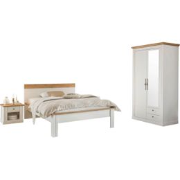 Schlafzimmer-Set OTTO HOME "Westminster", wei&szlig;, B/H: 140cm x 200cm, Schlafzimmerm&ouml;bel-Sets, beinhaltet 1 Bett, Kleiderschrank 2-t&uuml;rig und 1 Nachtkommode