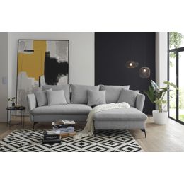 Ecksofa OTTO HOME "LIVORNO,258 cm, L-Form", grau, B:258cm H:91cm, 100% Polyester;PU-Schaum und Nosag-Federung.;Federung Ottoman : 12 x Feder Type B 1650mm;Ferderung 2 Sitzer: 10 x Feder Type B 650 mm;Sitz und Funktion: Schaum T30/40 8 cm., Sofas, Ecksofa, Schlaffunktion u. Bettkasten (139/224cm), Samt, Struktur, Webstoff