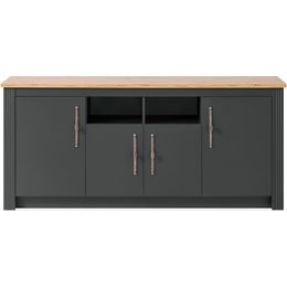 Sp&uuml;lenschrank OTTO HOME "KS-Westminster", grau (grau dunkel), B:204cm H:92cm T:60cm, Schr&auml;nke, Sp&uuml;lenschrank, im romantischen Landhausstil, Breite 204 cm, exclusiv by Otto