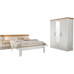 Schlafzimmer-Set OTTO HOME "Westminster", wei&szlig;, B/H: 140cm x 200cm, Schlafzimmerm&ouml;bel-Sets, beinhaltet 1 Bett, Kleiderschrank 3-t&uuml;rig und 1 Wandpaneel