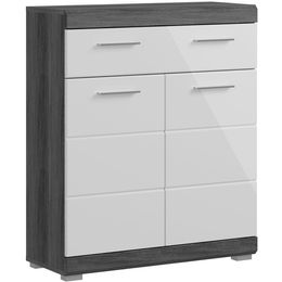 Unterschrank Welltime "SIENA, Breite 74cm, 2 T&uuml;r, 1 Schubkasten, 2 F&auml;cher, MDF-Front", wei&szlig; (rauchsilber nb, wei&szlig; hochglanz), B:74cm H:88cm T:31cm, FSC-zertifizierter Holzwerkstoff, Schr&auml;nke, Unterschrank, in verschiedenen Farben erh&auml;ltlich, Badm&ouml;bel, Badschrank, Kommode, Bad