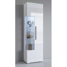 Vitrine OTTO HOME "India,H&ouml;he 160cm stilvolle Glasvitrine mit verstellbare Glasb&ouml;den", wei&szlig; (wei&szlig;, wei&szlig; hochglanz), B:45cm H:160cm T:35cm, ABS-Kunststoff, FSC-zertifizierter Holzwerkstoff, Glas, Kunststoff, Metall, Schr&auml;nke, Vitrine, Standvitrine 1Trg, viel Stauraum ohne Beleuchtung