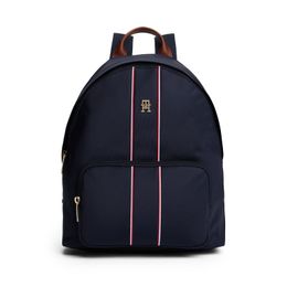 Rucksack Tommy Hilfiger "POPETTE DOME BACKPACK CORP", Damen, Gr. B/H/T: 28cm x 35cm x 15cm, dunkelblau, Textil, Rucks&auml;cke Rucksack, Unisex Cityrucksack, Businessrucksack mit verstellbaren Tragegurten
