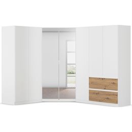 Schrank-Set Rauch "Kleiderschrank Schrank Garderobe W&auml;scheschrank COSTA mit Spiegel", wei&szlig; (alpinwei&szlig;, eiche artisan), B:208cm H:197cm T:253cm, Holzwerkstoff, Kastenm&ouml;bel-Sets, viel Platz, grifflose Front und Push-to-Open Funktion MADE IN GERMANY