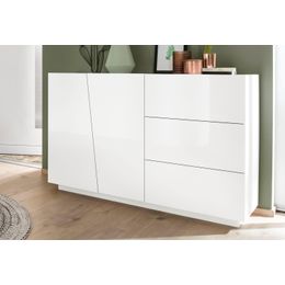 Kommode Home Affaire "Vega", wei&szlig; (wei&szlig; hochglanz), B:140cm H:86cm T:43cm, Holzwerkstoff, Sideboards, Kommode, Breite 140 cm