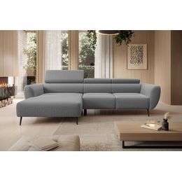 Ecksofa WERK2 "Alisson, mit elektrischer Sitztiefenverstellung, L-Form, Breite 277 cm", grau, B:277cm H:76cm T:174cm, 92% Polyester, 8% Nylon, Sofas, Ecksofa, Alisson &ndash; flexibler Komfort mit modernem Design und smarten Details., Topseller