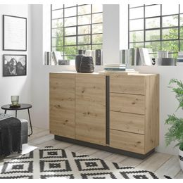 Sideboard Home Affaire "CLAiR Sideboard 53", braun (eiche artisan), B:138cm H:91cm T:40cm, Sideboards, Sideboard, Breite 138 cm